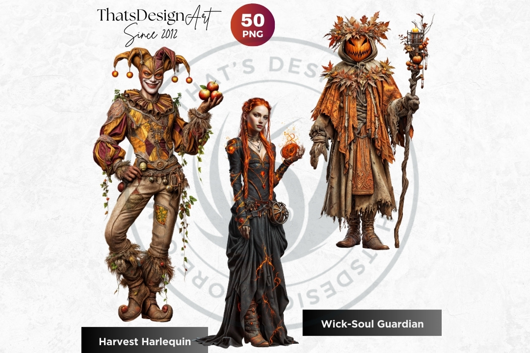 Fantasy Autumn Guardians - Epic Fall Character Clipart PNG